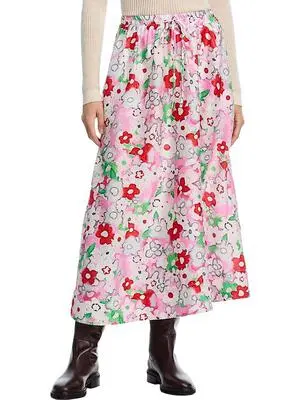 Essentiel Antwerp Floral Print Midi Skirt - Cotton Candy