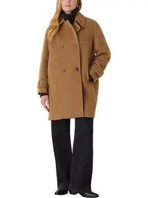 Whistles Button Detailed Wool Coat - Camel