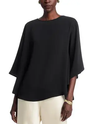 Caroline Rose Matte Crepe Crescent Top - Black