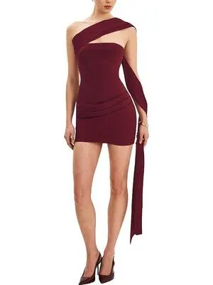 MISS CIRCLE Ovelia Strapless Mini Dress With Ribbon - Crimson