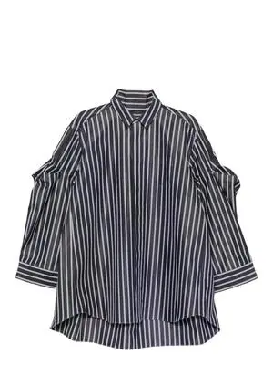 Sacai Striped Ruffled Shirt - Blue