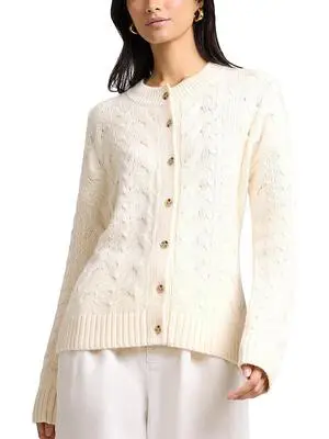 Onia Fitted Cable Knit Cardigan - Natural Melange
