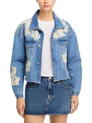 LoveShackFancy Amana Denim Jacket - Faded Blue