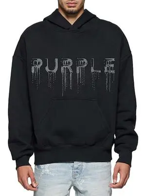 PURPLE BRAND Fleece Logo Hoodie - Black