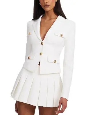MISS CIRCLE Button Detailed Blazer Jacket - White