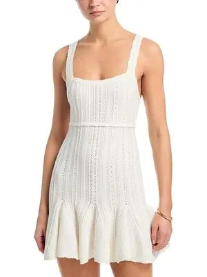 LoveShackFancy Tabatha Mini Bodycon Dress - White Tea