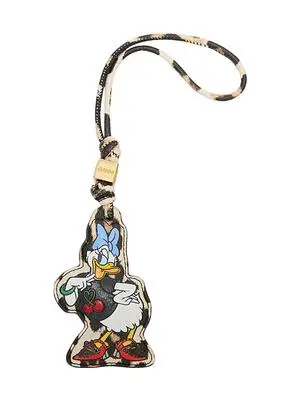 GANNI Daisy Duck Leopard Print Bag Charm - Almond Milk