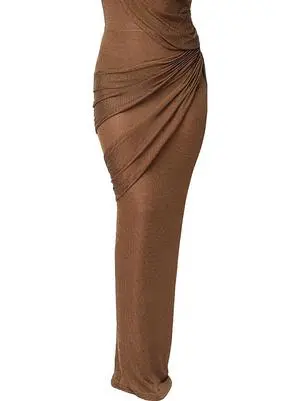 JLUXLABEL Metallic Maxi Skirt - Brown