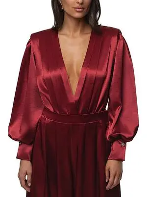 JLUXLABEL Satin Radiance Bodysuit - Red
