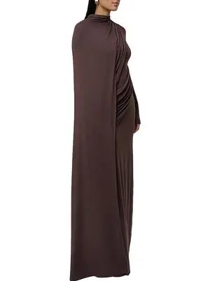 JLUXLABEL Draped Elegance Cape Dress - Brown