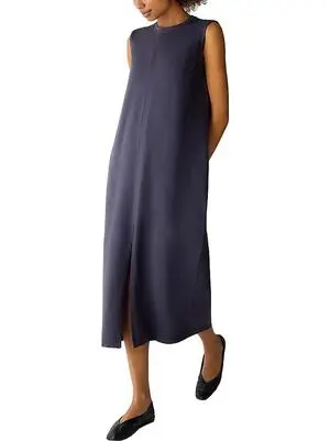 Eileen Fisher Pima Cotton Crewneck Dress - Ink