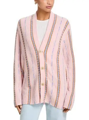 Guest In Residence Cashmere Cardigan Sweater - Poder Pink Combo