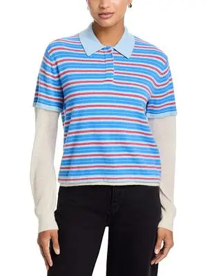 Guest In Residence Layered Stripe Rugby Sweater - Clear Sky