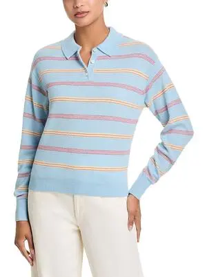 Guest In Residence Collegiate Stripe Cashmere Sweater - Clear Sky