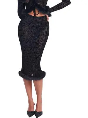MISS CIRCLE NEW YORK Halia Burnout Velvet Skirt - Black