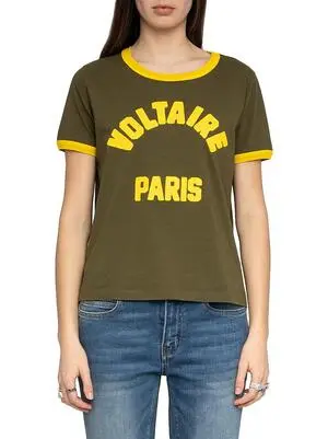 Zadig&Voltaire Alys Voltaire Paris T Shirt Tilleul