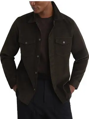 REISS Corduroy Overshirt - Dark Green