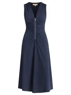Michael Kors Midi Dress With Zipper - Blue