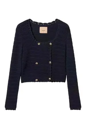 TWINSET Crochet-knit Cardigan With Gold-tone Buttons - Blue