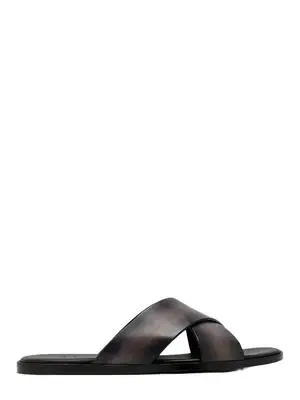Magnanni Criss Cross Leather Sandals - Grey