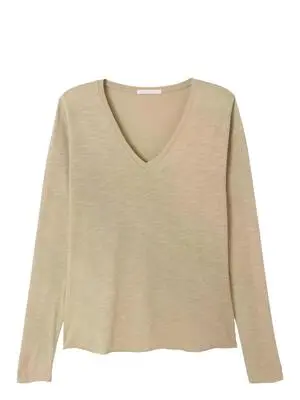 American Vintage Jacksonville Long-sleeve V-neck T-shirt - Neutrals
