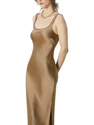 SAMSOE SAMSOE Sleeveless Maxi Slip Dress - Brown