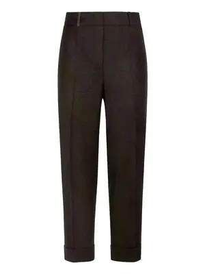 Peserico Rhinestone Cuff Trousers - Brown