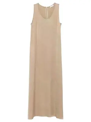 Peserico Embellished Neck Sleeveless Midi Dress - Neutrals