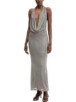 Bardot Halter-neck Maxi Dress - Grey