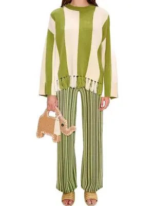 SIMONMILLER Faye Striped Tassel Sweater - Brown