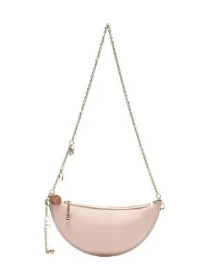 Chloé Mini Leather Shoulder Bag With Charm Detail Neutrals