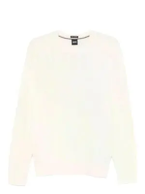BOSS Cable-knit Crew-neck Sweater - Neutrals