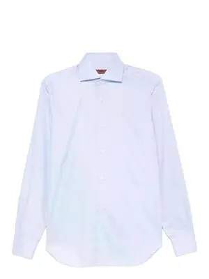 BARBA NAPOLI Long-sleeved Cotton Shirt - Blue