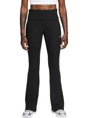 Nike Chill Rib Knit Flare Pants - Black/sail