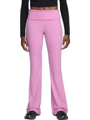 Nike Chill Rib Knit Flare Pants - Light Magenta/sail