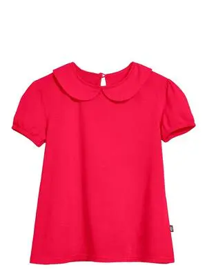 CITY THREADS Peter Pan Collar Puff Sleeve Tee - Candy Apple
