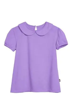 CITY THREADS Peter Pan Collar Puff Sleeve Tee - Deep Purple