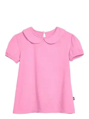 CITY THREADS Peter Pan Collar Puff Sleeve Tee - Medium Pink