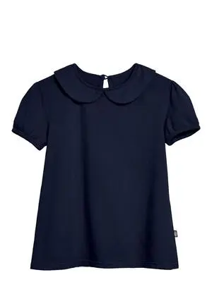 CITY THREADS Peter Pan Collar Puff Sleeve Tee - Navy