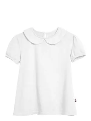 CITY THREADS Peter Pan Collar Puff Sleeve Tee - White