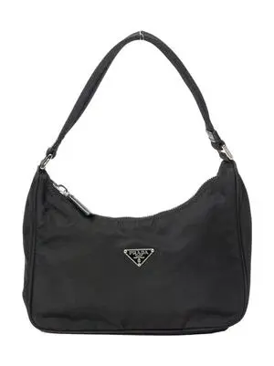 Prada Mini Hobo Logo-plaque Shoulder Bag - Black
