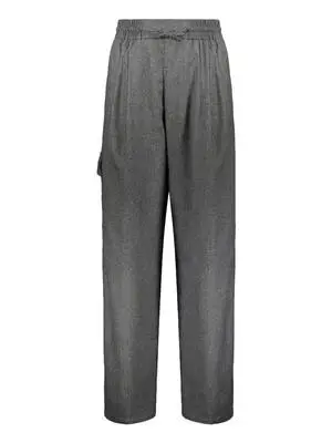 YVES SALOMON Pleated Wide-leg Trousers - Grey