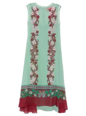 La DoubleJ Floral Silk Midi Dress - Green