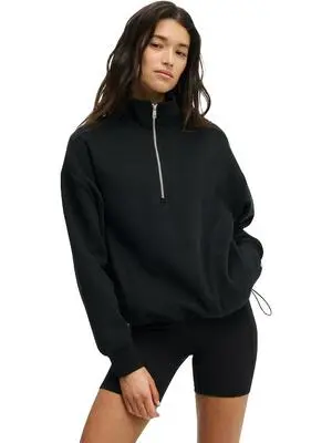 Cotton:on Active Plush Half Zip Sweatshirt - Black