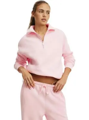 Cotton:on Active Plush Half Zip Sweatshirt Cherry Dream