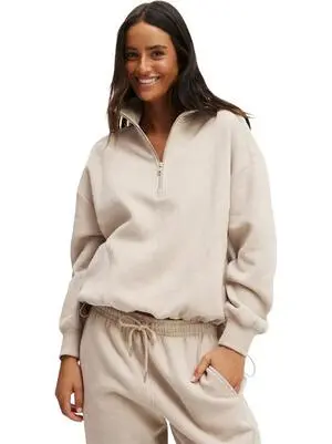 Cotton:on Active Plush Half Zip Sweatshirt Sesame Marle