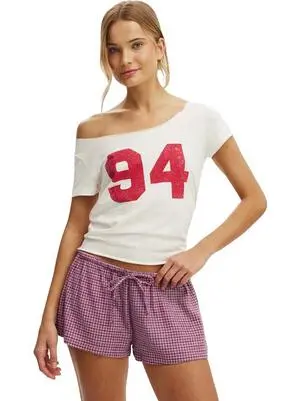 Cotton:on Off The Shoulder Tee - Coconut Milk  Spicy Red  94