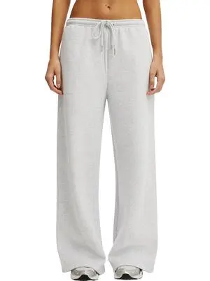 Cotton:on Active Plush Tie Waist Wide Leg Sweatpant - Cloudy Grey Marle