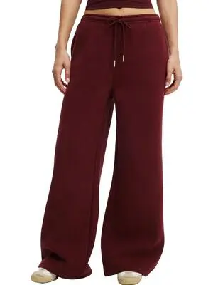 Cotton:on Active Plush Tie Waist Wide Leg Sweatpant - Gingerberry