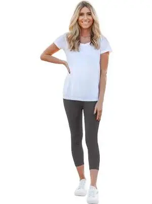 CITY THREADS Soft 100% Cotton Everyday Wear Capri Leggings Charcoal